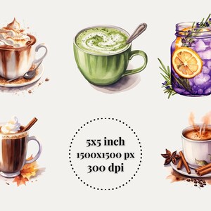 Autumn Beverage Watercolor Clipart Bundle, Cozy Fall Drinks Free ...