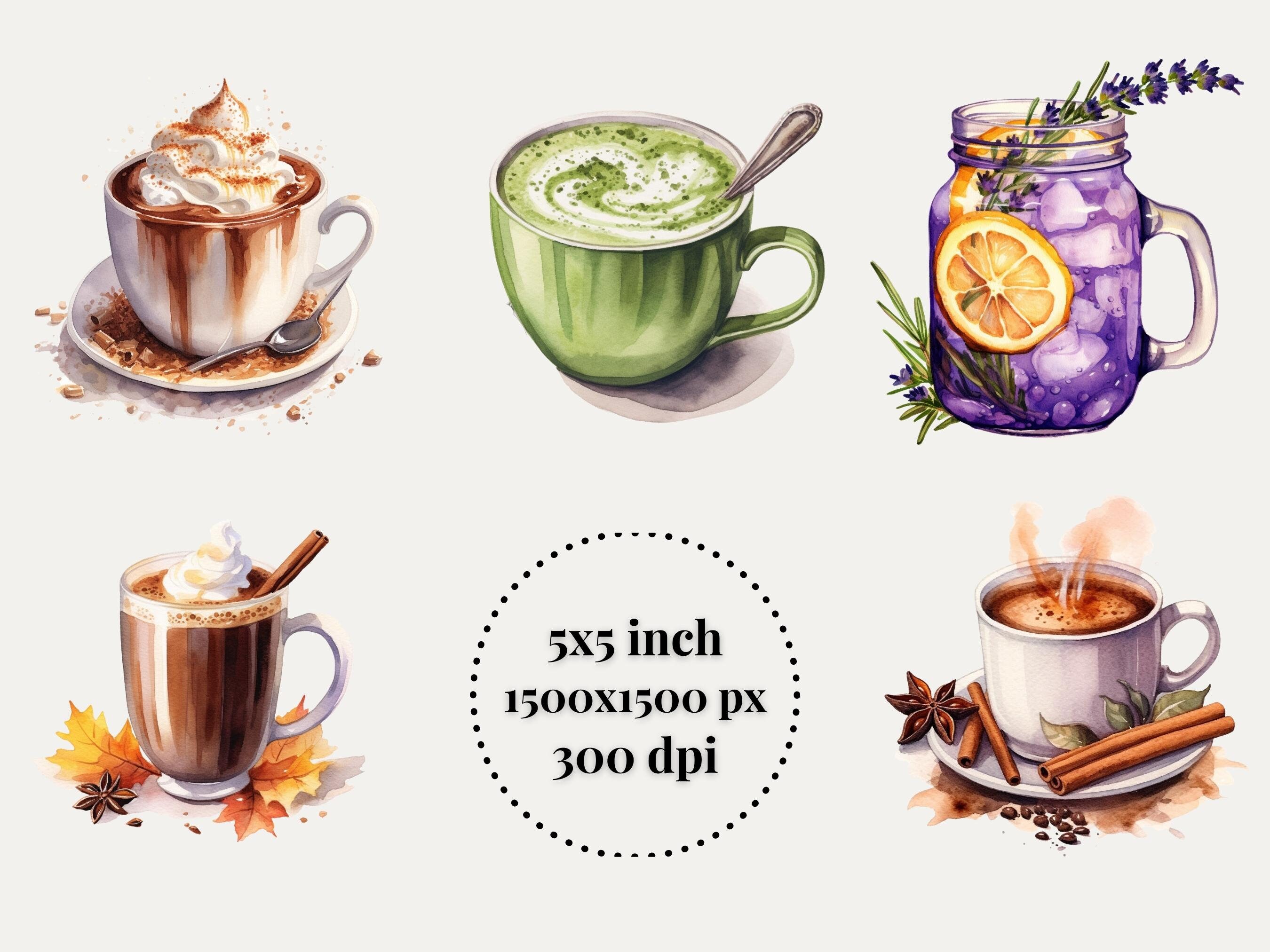 Autumn Beverage Watercolor Clipart Bundle Cozy Fall Drinks - Etsy