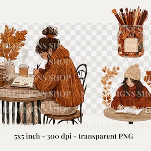 Cozy Writing in Fall Watercolor Clipart, Autumn Planner Notes Free ...