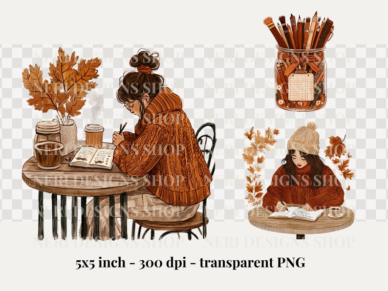 Cozy Writing in Fall Watercolor Clipart, Autumn Planner Notes Free ...