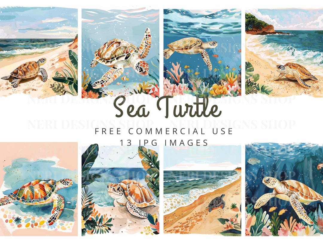 Sea Turtle Watercolor Clipart, Ocean Wildlife Free Commercial JPG ...