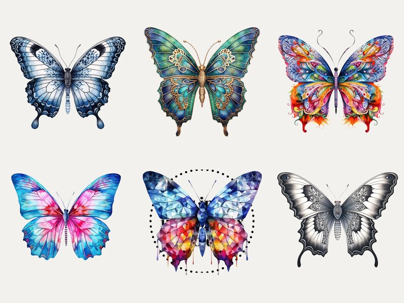 Butterfly Watercolor Clipart Bundle Elegant Insect Free - Etsy