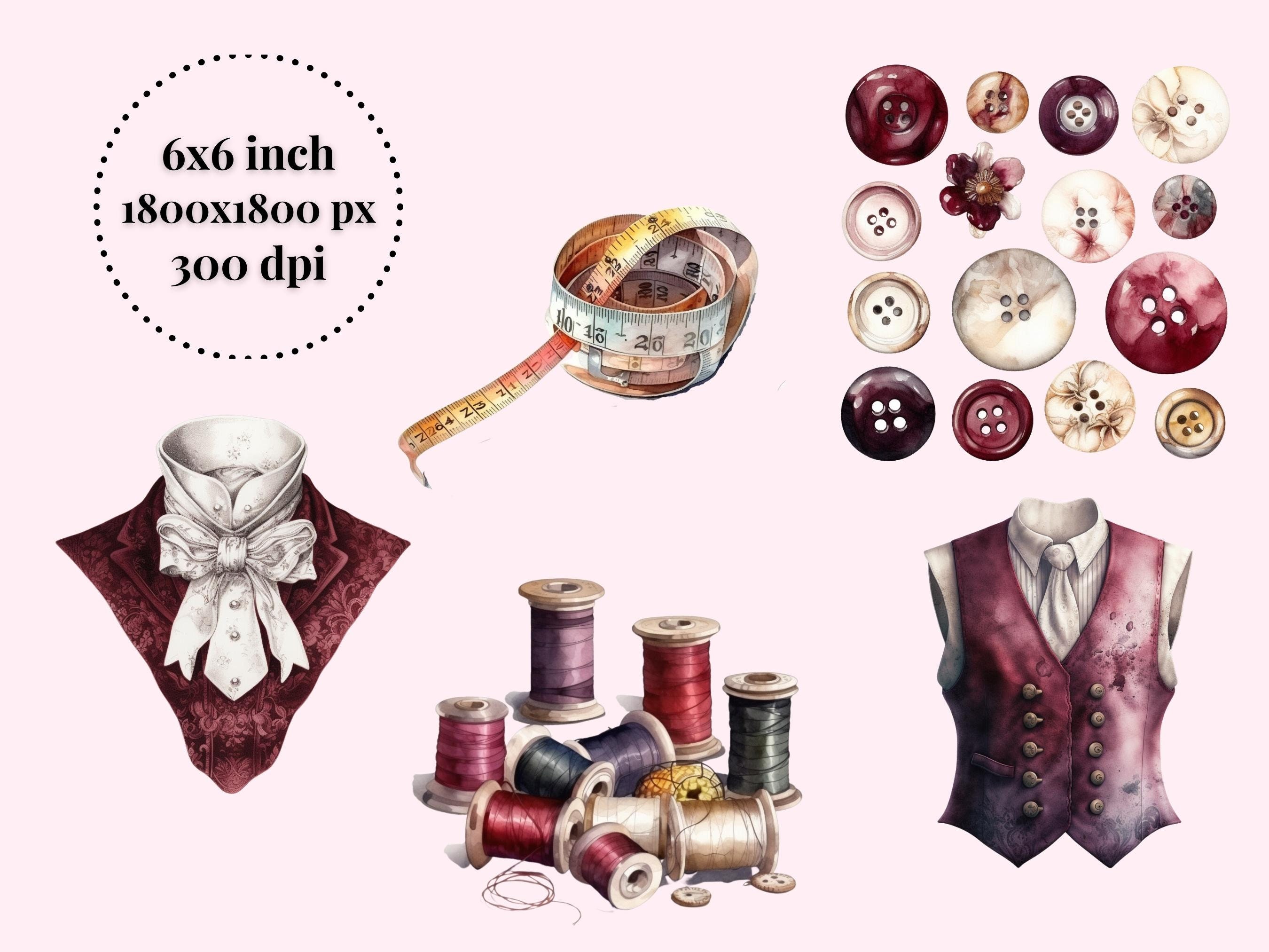 Vintage Tailoring Watercolor Clipart Bundle Victorian Fashion Free ...