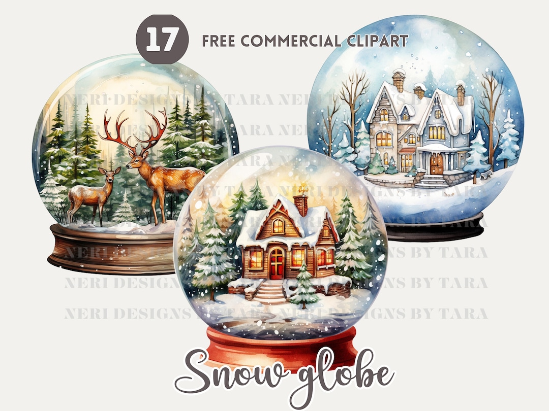 Christmas Snow Globe Watercolor Clipart Bundle, Holiday Season Free ...