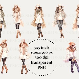 Winter Girl Watercolor Clipart, Cozy Winter Character Free Commercial ...