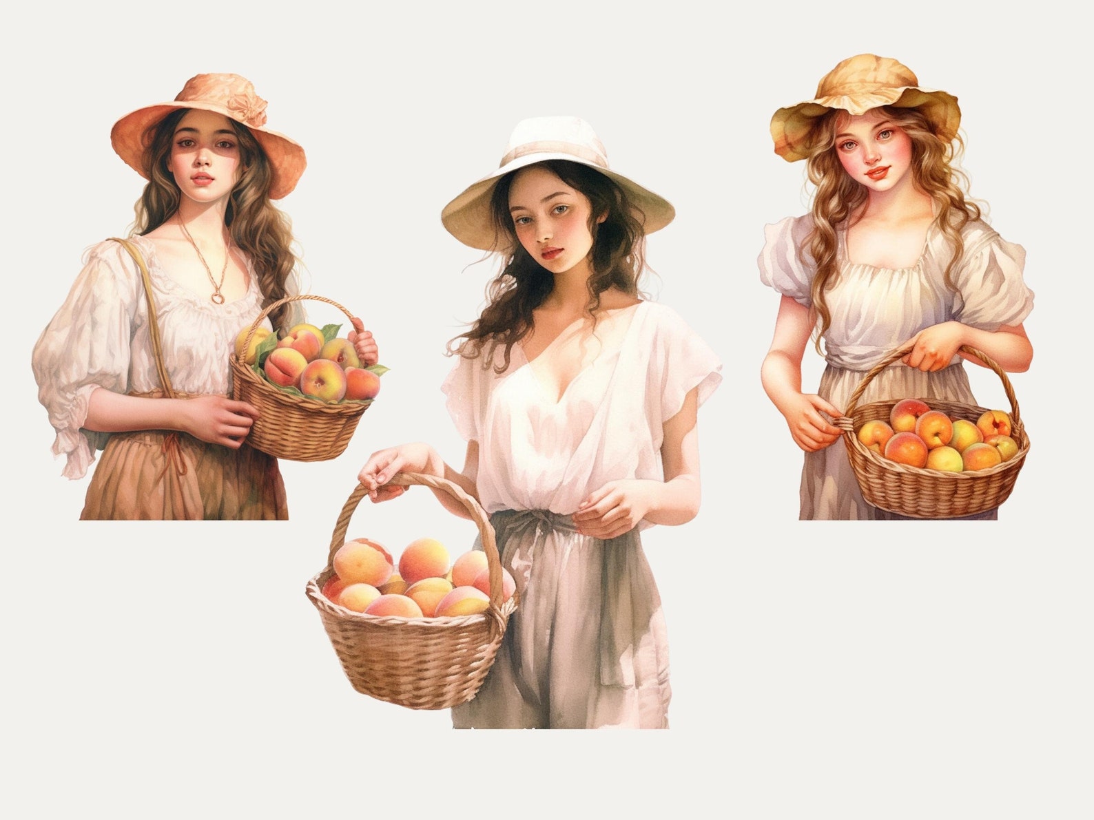 Peach Watercolor Clipart Bundle Peach Blossom Free Commercial - Etsy