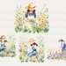 Girl in Flower Garden Watercolor Clipart Bundle, Spring Gardening PNG ...