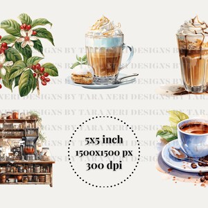 Coffee Watercolor Clipart Bundle, Cafe Free Commercial PNG Set ...