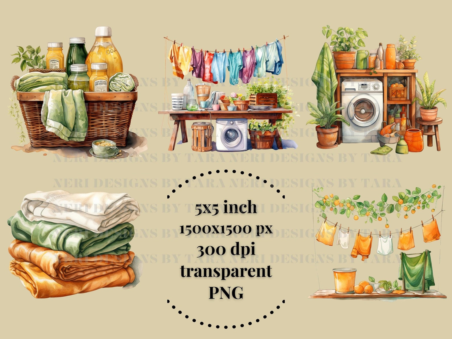 Laundry Watercolor Clipart Bundle Washing Machine Free - Etsy