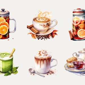 Autumn Beverage Watercolor Clipart Bundle, Cozy Fall Drinks Free ...