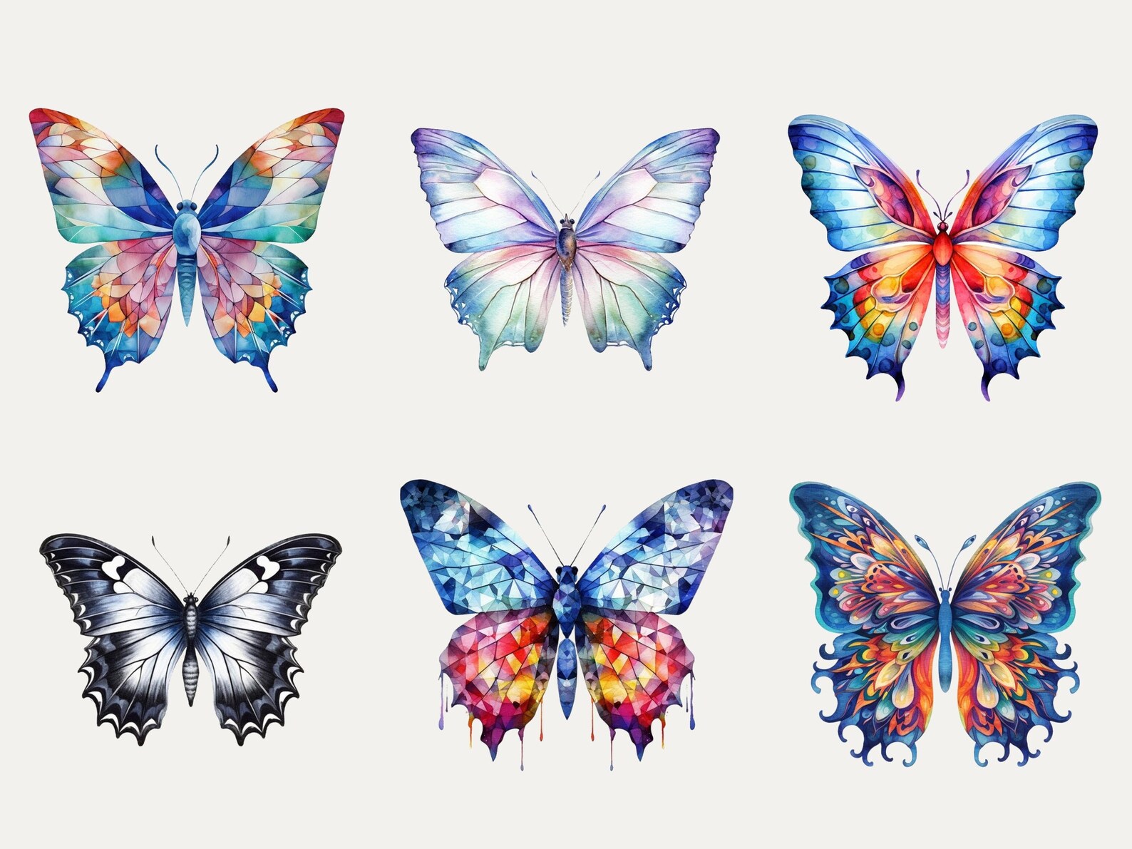 Butterfly Watercolor Clipart Bundle Elegant Insect Free - Etsy