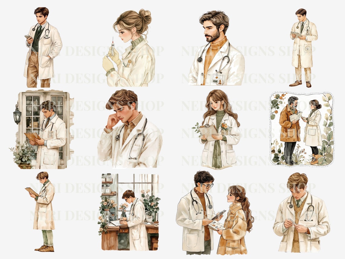 Doctor Watercolor Clipart, Medical Staff, Healthcare Free Commercial ...