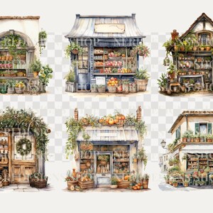 Rustic Grocery Store Watercolor Clipart Bundle, Small Corner Shop, Cozy ...