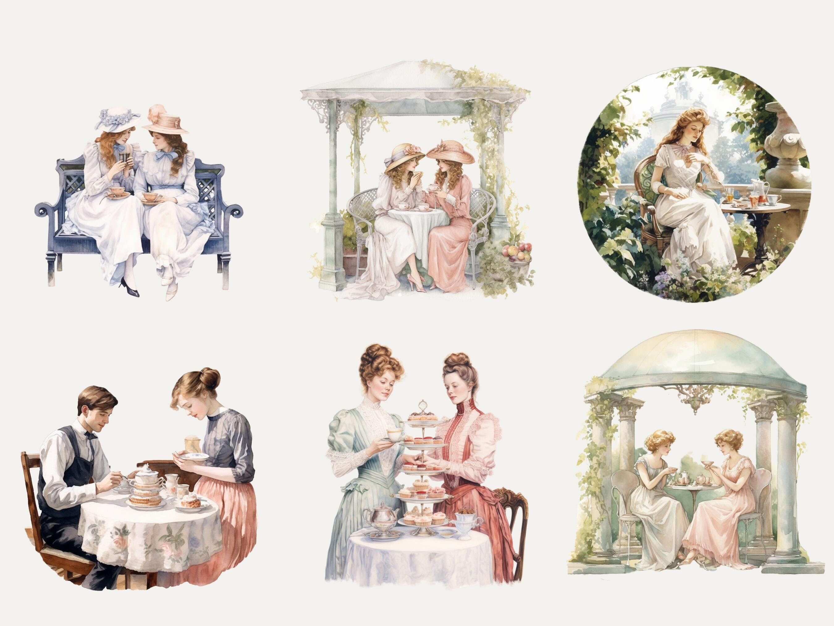 Vintage Tea Time Watercolor Clipart Bundle Classic Tea Lovers - Etsy