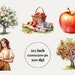 Apple Orchard Watercolor Clipart Bundle Apple Garden Free Commercial ...