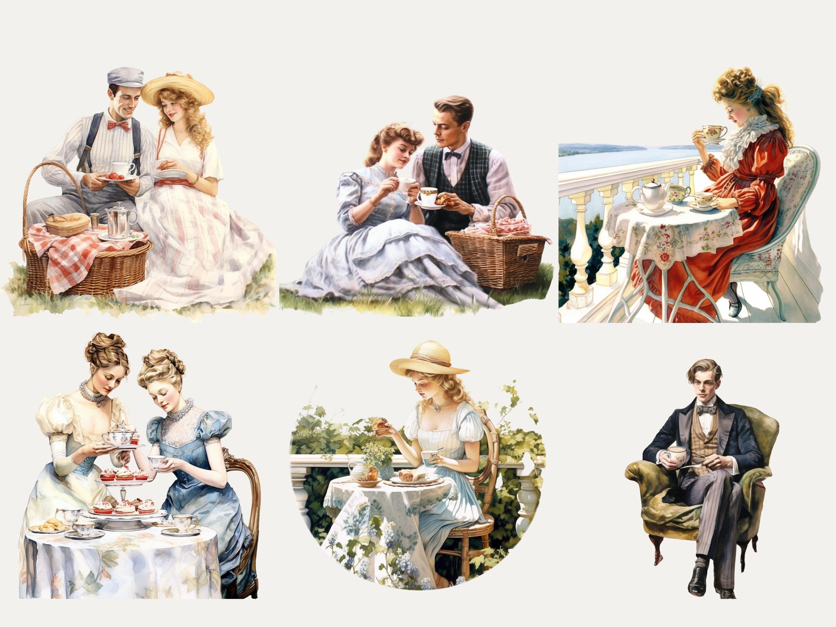 Vintage Tea Time Watercolor Clipart Bundle Classic Tea Lovers - Etsy