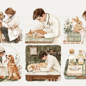 Veterinarian With Dog Watercolor Clipart Animal Doctor and Cat Free ...