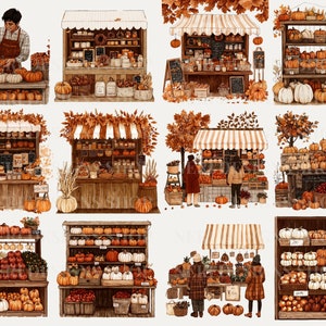Fall Market Watercolor Clipart, Autumn Fair Free Commercial PNG, Girl ...