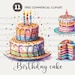Rainbow Birthday Cake Watercolor Clipart Bundle, Colorful Fruit Cake ...