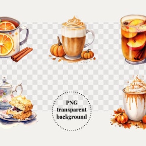 Autumn Beverage Watercolor Clipart Bundle, Cozy Fall Drinks Free ...