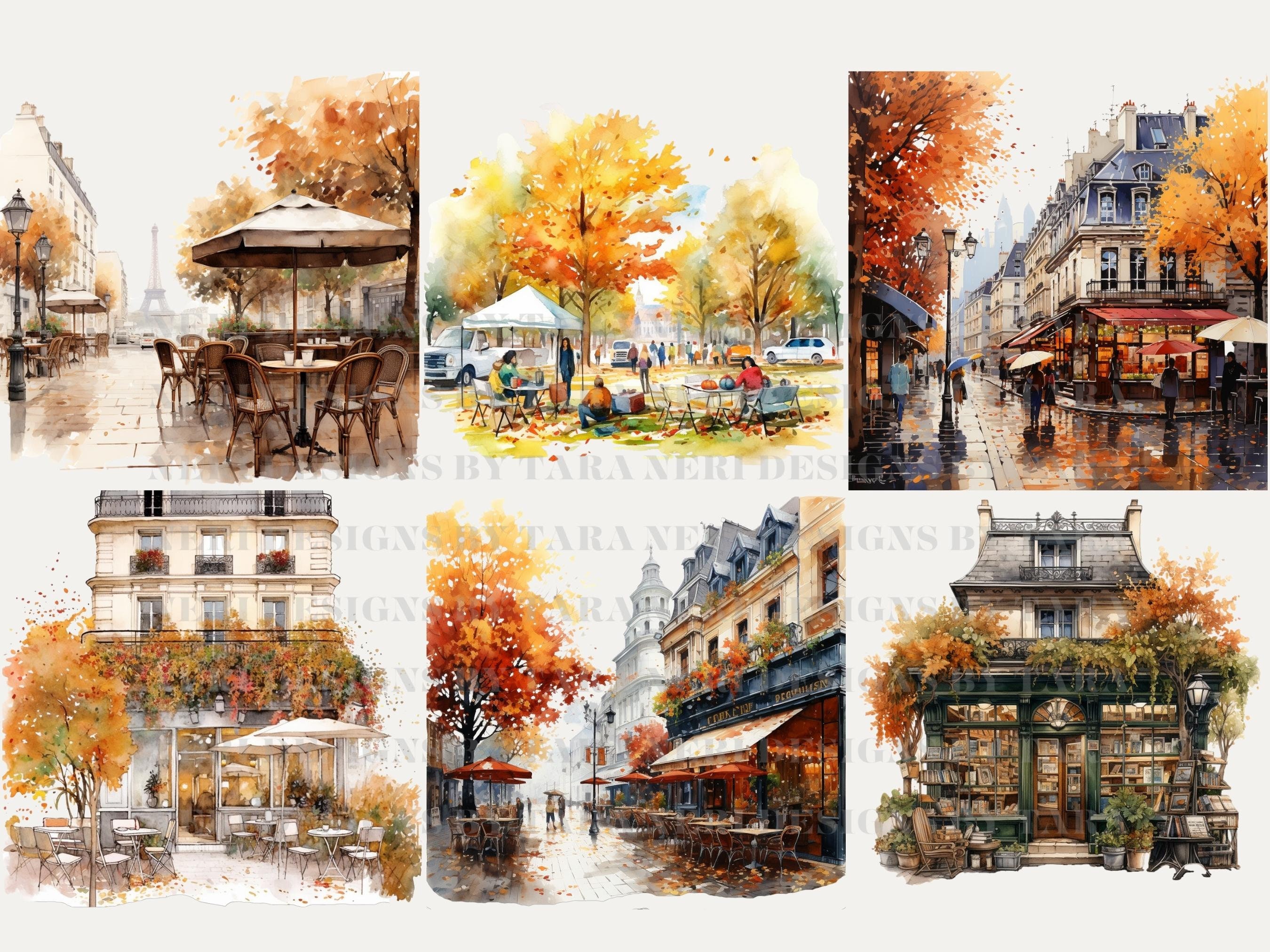 Autumn Paris Watercolor Clipart Bundle Autumn City Free - Etsy