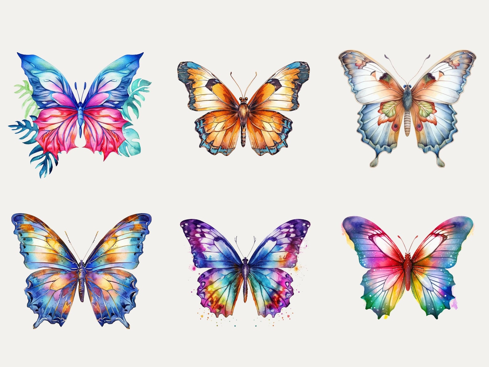 Butterfly Watercolor Clipart Bundle Elegant Insect Free - Etsy