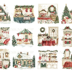 Christmas House Watercolor Clipart, Winter Porch Free Commercial PNG ...