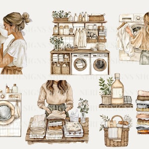 Laundry Day Watercolor Clipart, Washing Machine Free Commercial PNG ...