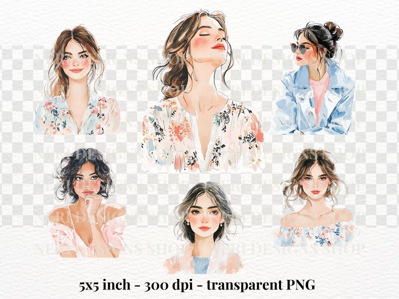 Pastel Woman Watercolor Clipart, Romantic Female Free Commercial PNG ...