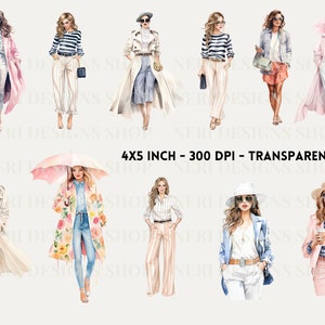 Urban Fashion Watercolor Clipart, City Girl Free Commercial PNG ...