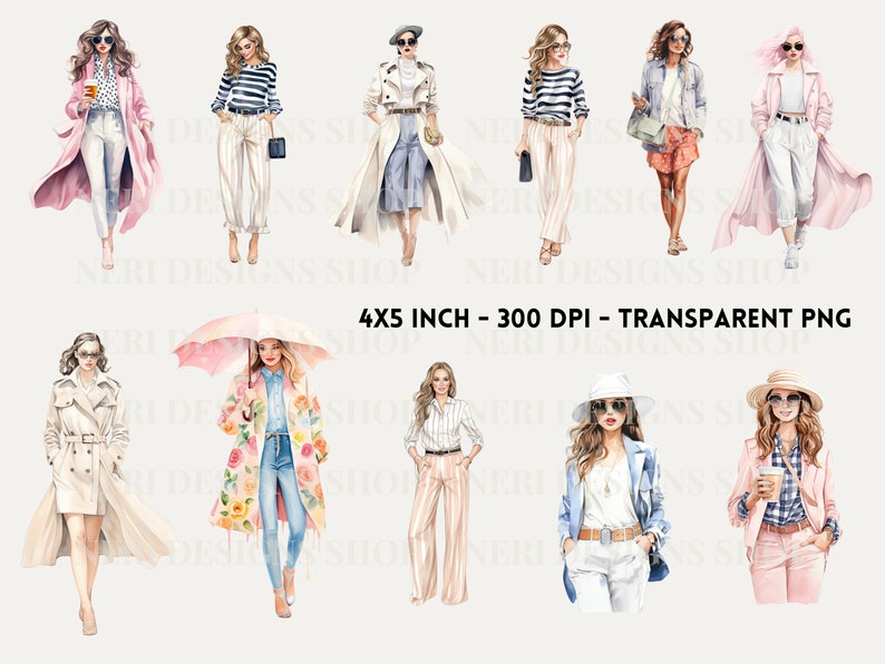 Urban Fashion Watercolor Clipart, City Girl Free Commercial PNG ...