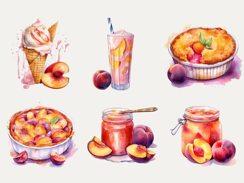 Peach Watercolor Clipart Bundle Peach Blossom Free Commercial - Etsy