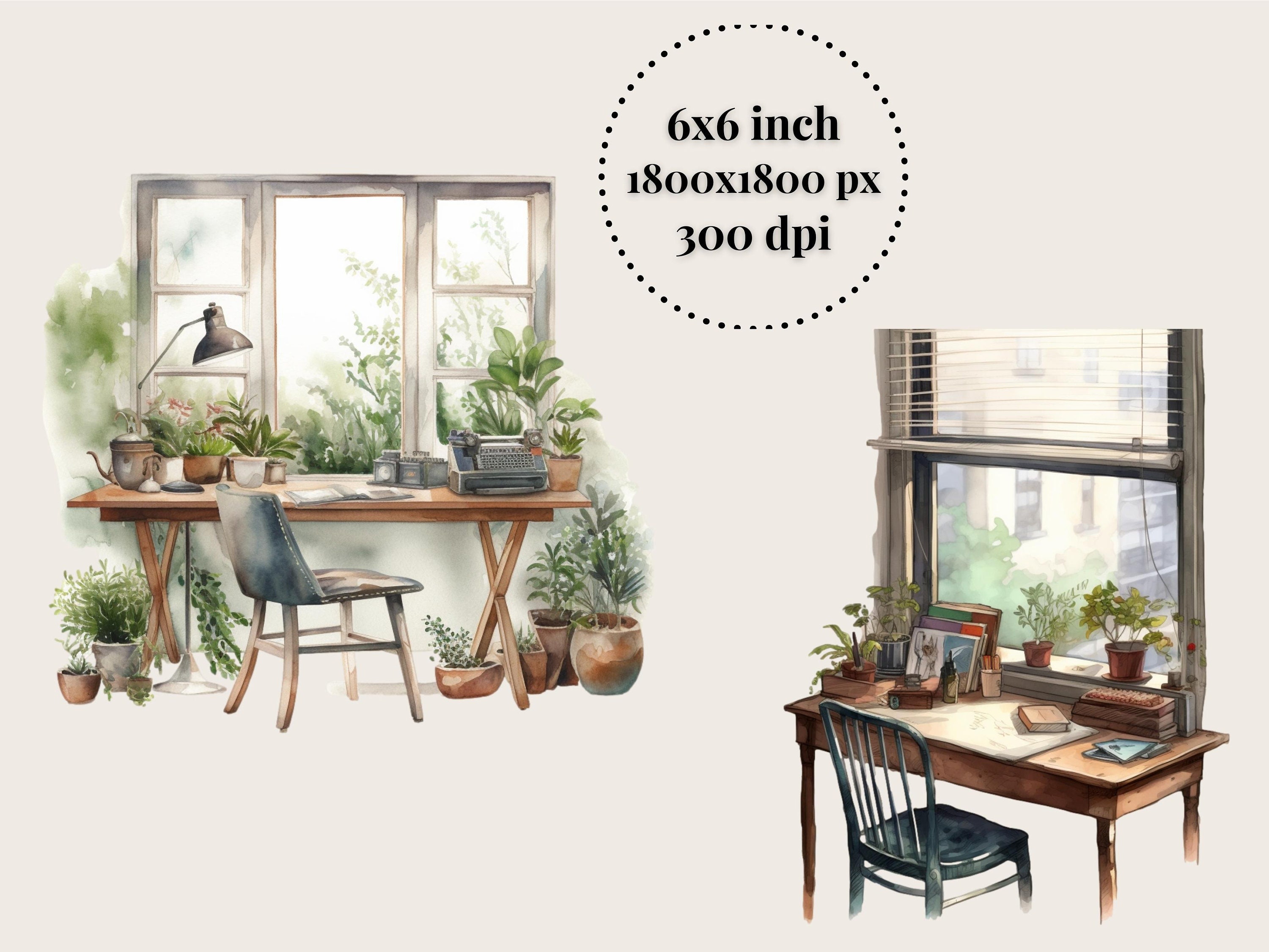 Study by the Window Clipart Bundle Plant Study Corner Free - Etsy