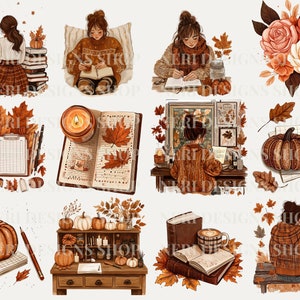 Cozy Writing in Fall Watercolor Clipart, Autumn Planner Notes Free ...