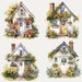 Floral Cottage Front Watercolor Clipart Bundle, Cozy Cottage Facade ...