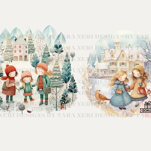 Christmas Friend Watercolor Clipart Bundle Winter Children Free ...
