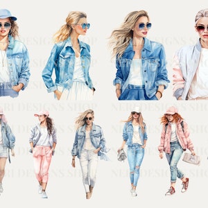 Casual Fashion Watercolor Clipart, Stylish Woman Commercial PNG ...