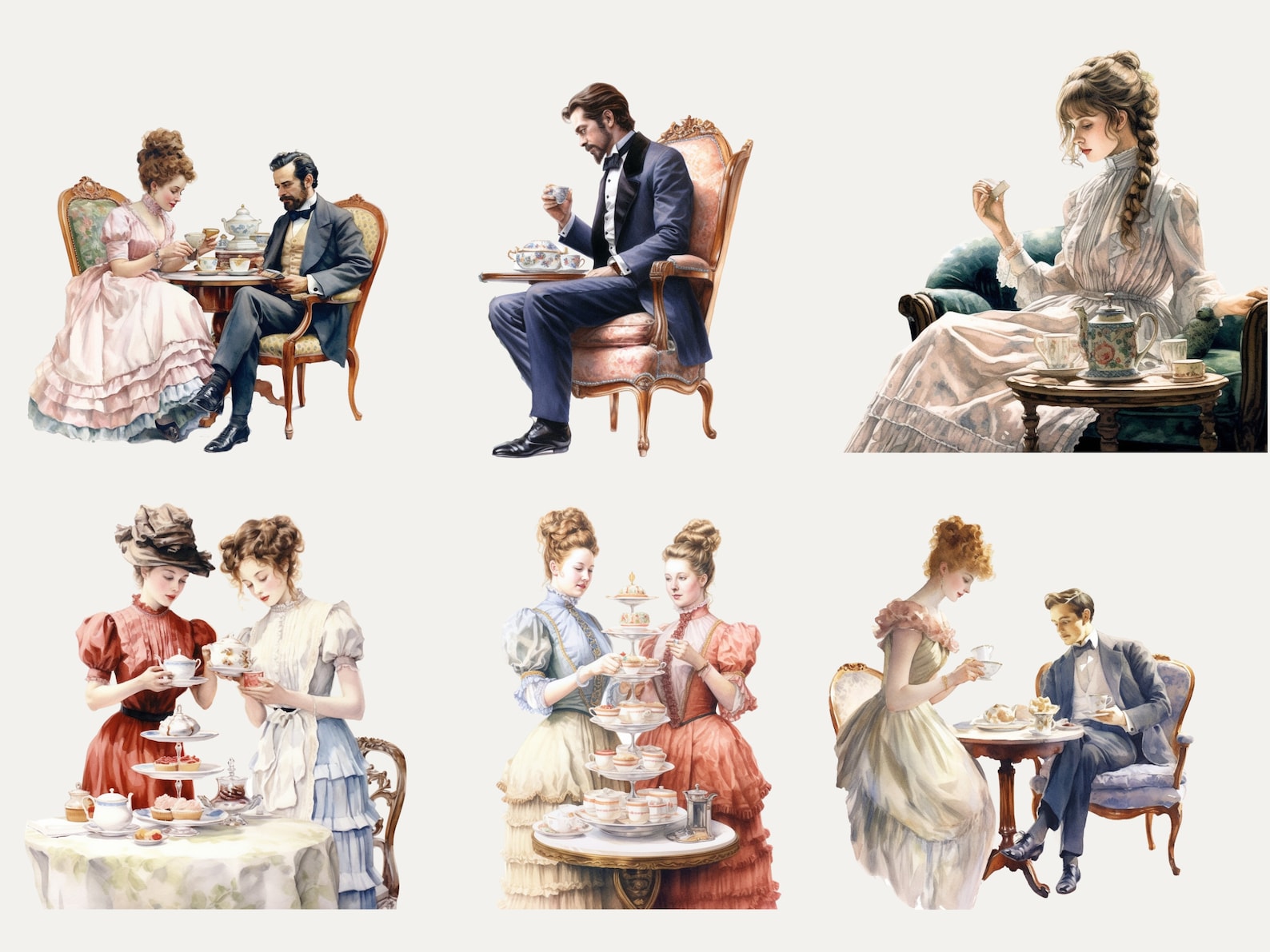 Vintage Tea Time Watercolor Clipart Bundle Classic Tea Lovers - Etsy