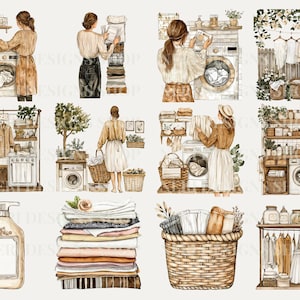 Laundry Day Watercolor Clipart, Washing Machine Free Commercial PNG ...