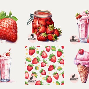 Strawberry Watercolor Clipart Bundle, Strawberry Girl, Garden, Jam ...