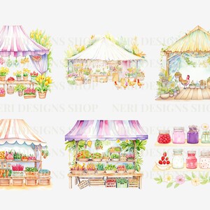 Farmers' Market Watercolor Clipart, Market Stall Free Commercial PNG ...