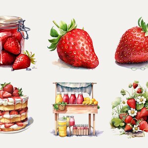 Strawberry Watercolor Clipart Bundle, Strawberry Girl, Garden, Jam ...