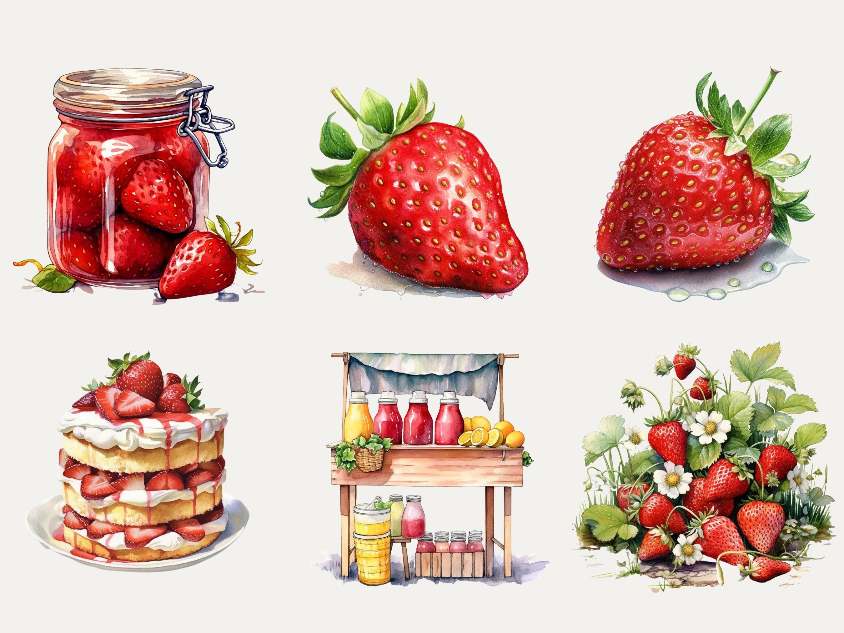 Strawberry Watercolor Clipart Bundle Strawberry Girl Garden - Etsy