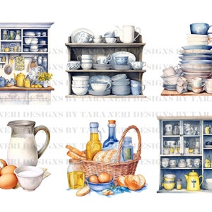 Cozy Kitchen Watercolor Clipart Bundle, Food Free Commercial PNG Set ...