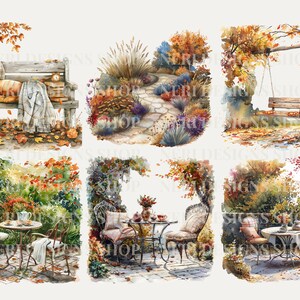 Fall Garden Watercolor Clipart Bundle Autumn Garden Free Commercial Png ...