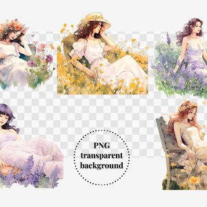 Whimsical Girl Watercolor Clipart Bundle Butterfly Lady Commercial Png ...
