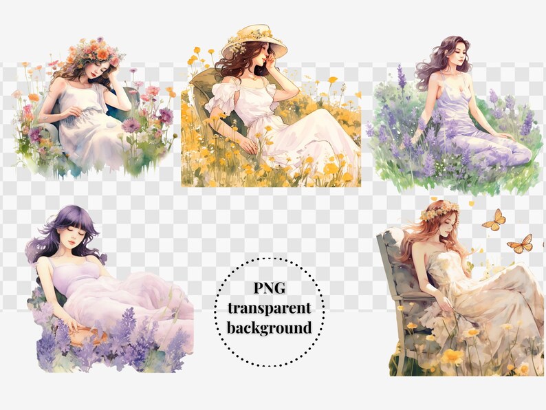 Whimsical Girl Watercolor Clipart Bundle Butterfly Lady - Etsy