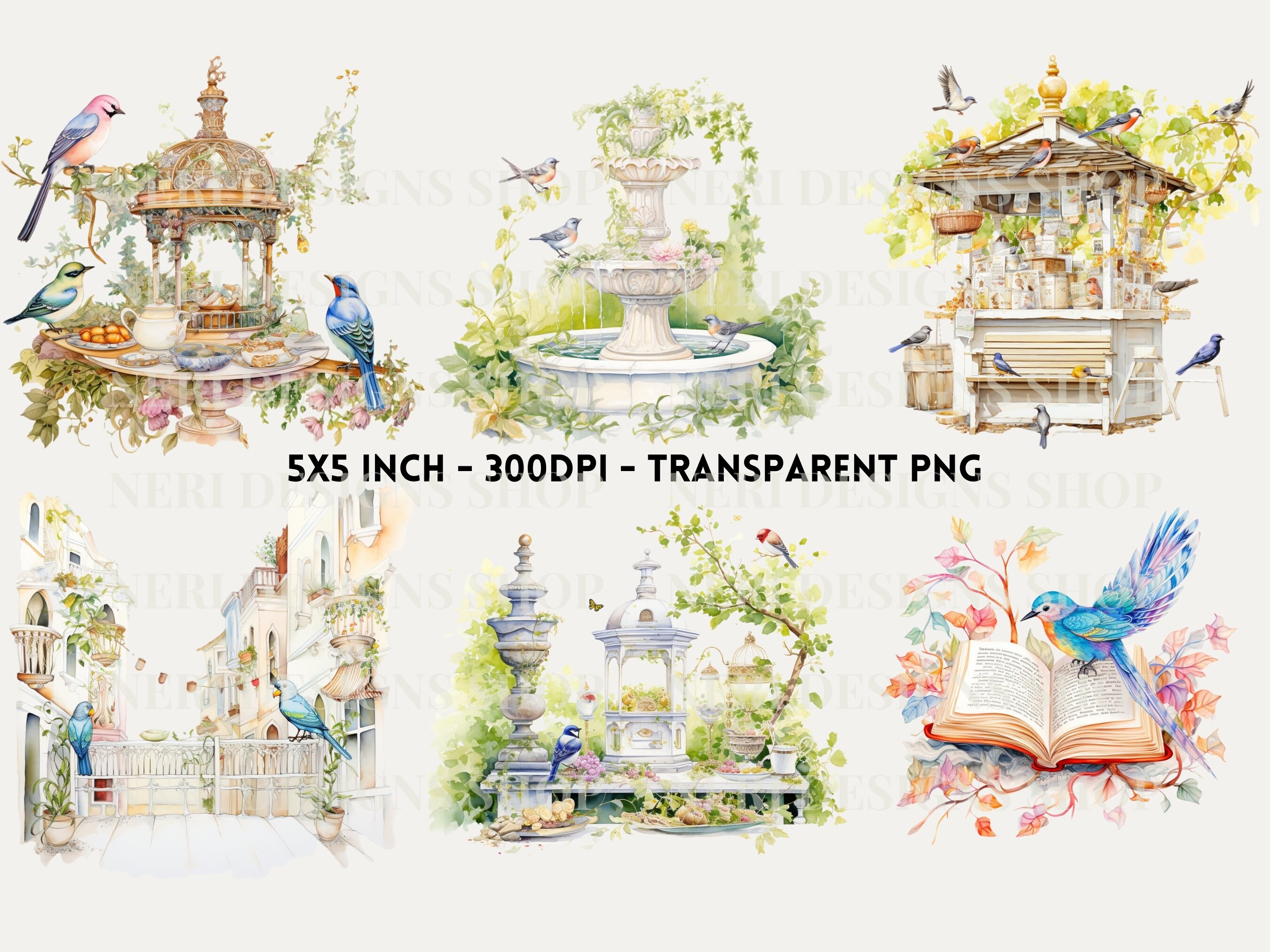 Bird Watercolor Clipart Bundle, Garden Bird Free Commercial PNG, Bird ...
