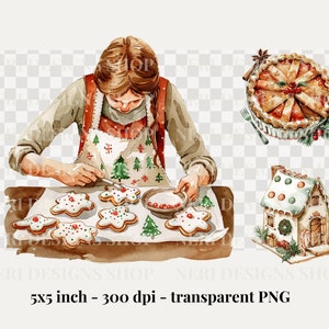 Christmas Baking Watercolor Clipart, Holiday Cake Free Commercial PNG ...