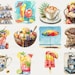 Beach Cafe and Bar Watercolor Clipart Bundle Seaview Coffee Shop Free ...